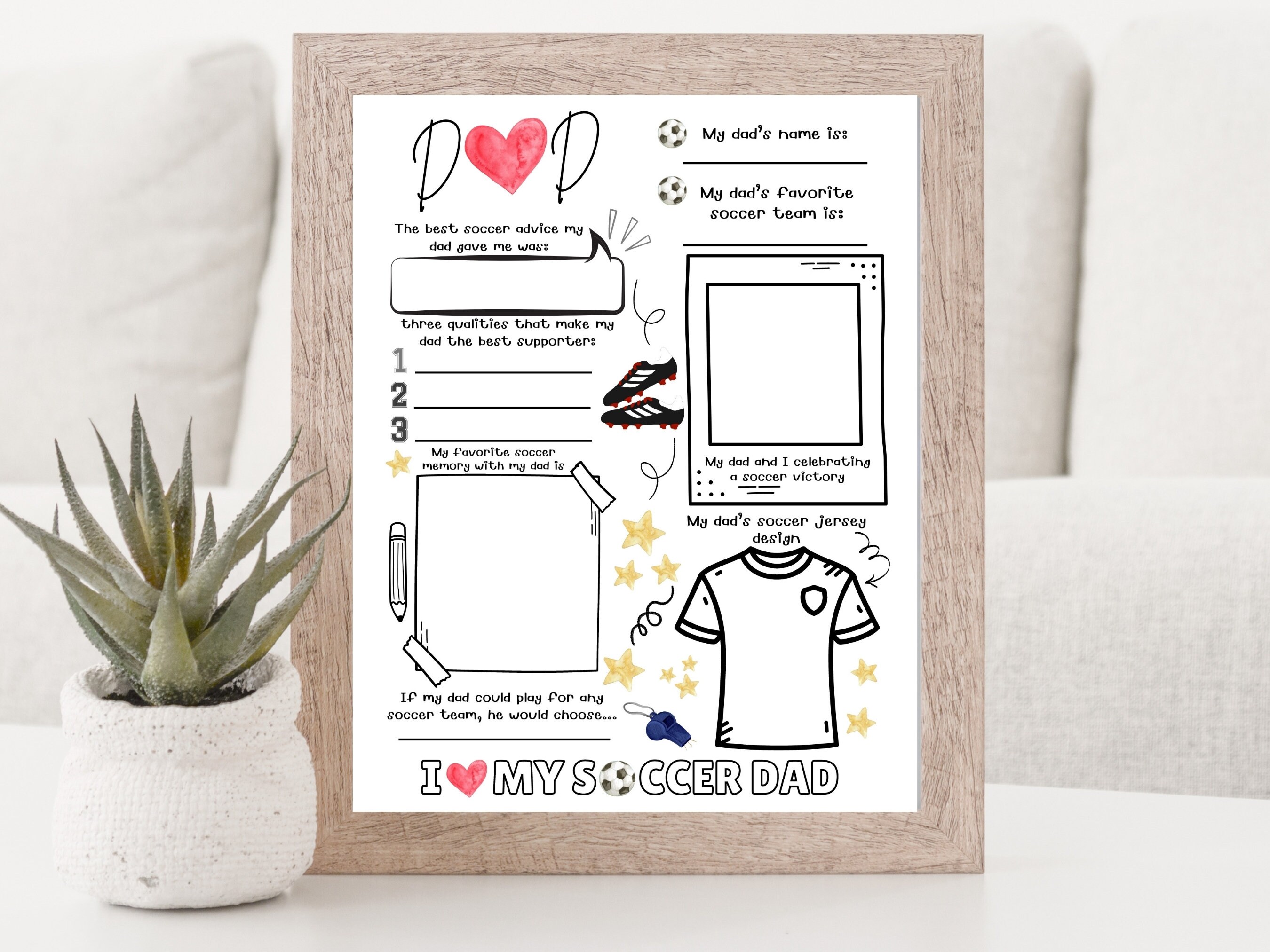 Soccer, All About Dad, Fathers Day Gift, All About My Dad Printable ...
