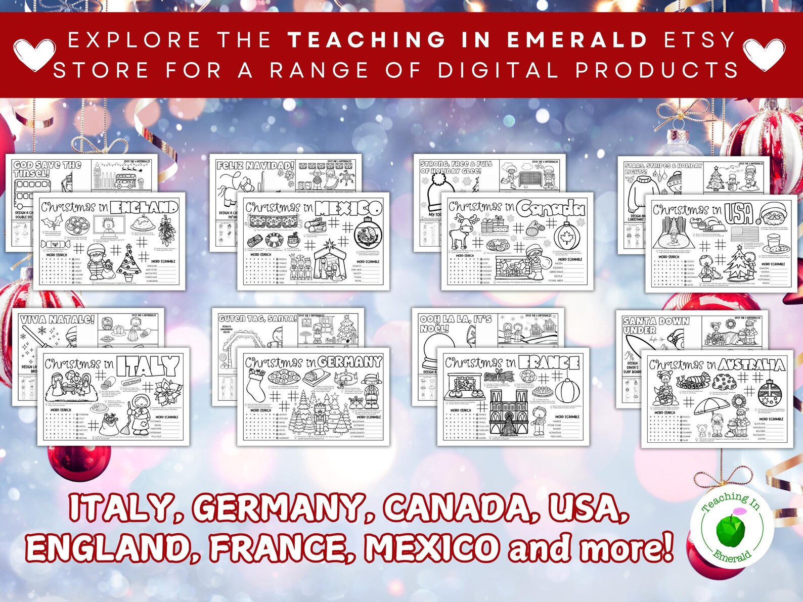 Christmas in Italy Kids Activity Sheet, Printable Coloring, Word Search ...