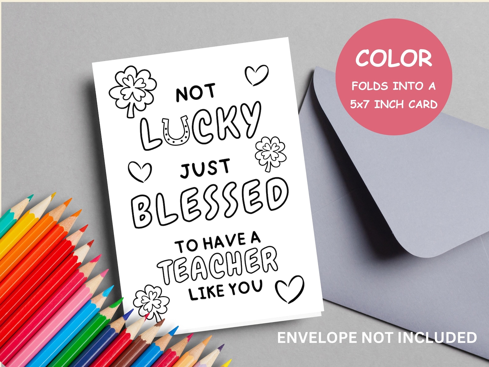 PRINTABLE St. Patrick's Day, Coloring Teacher Card, Thank You Teacher ...