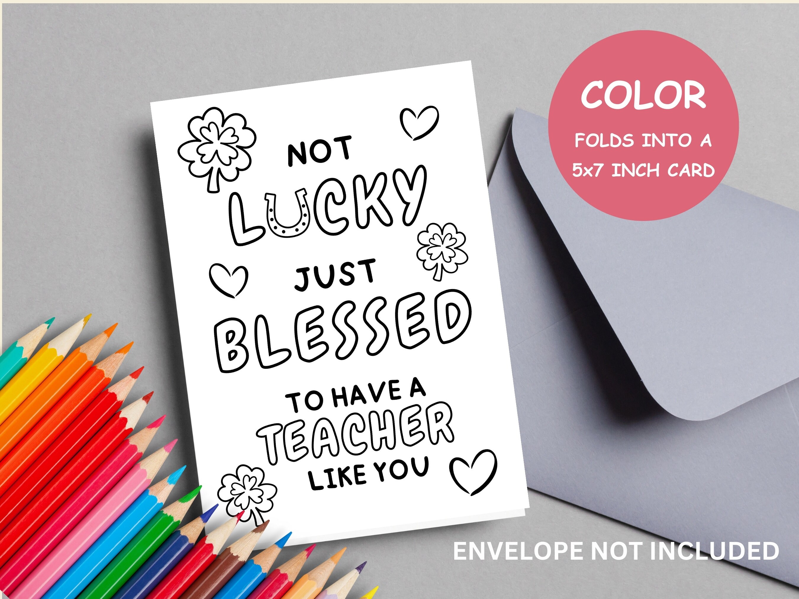 PRINTABLE St. Patrick's Day, Coloring Teacher Card, Thank You Teacher ...