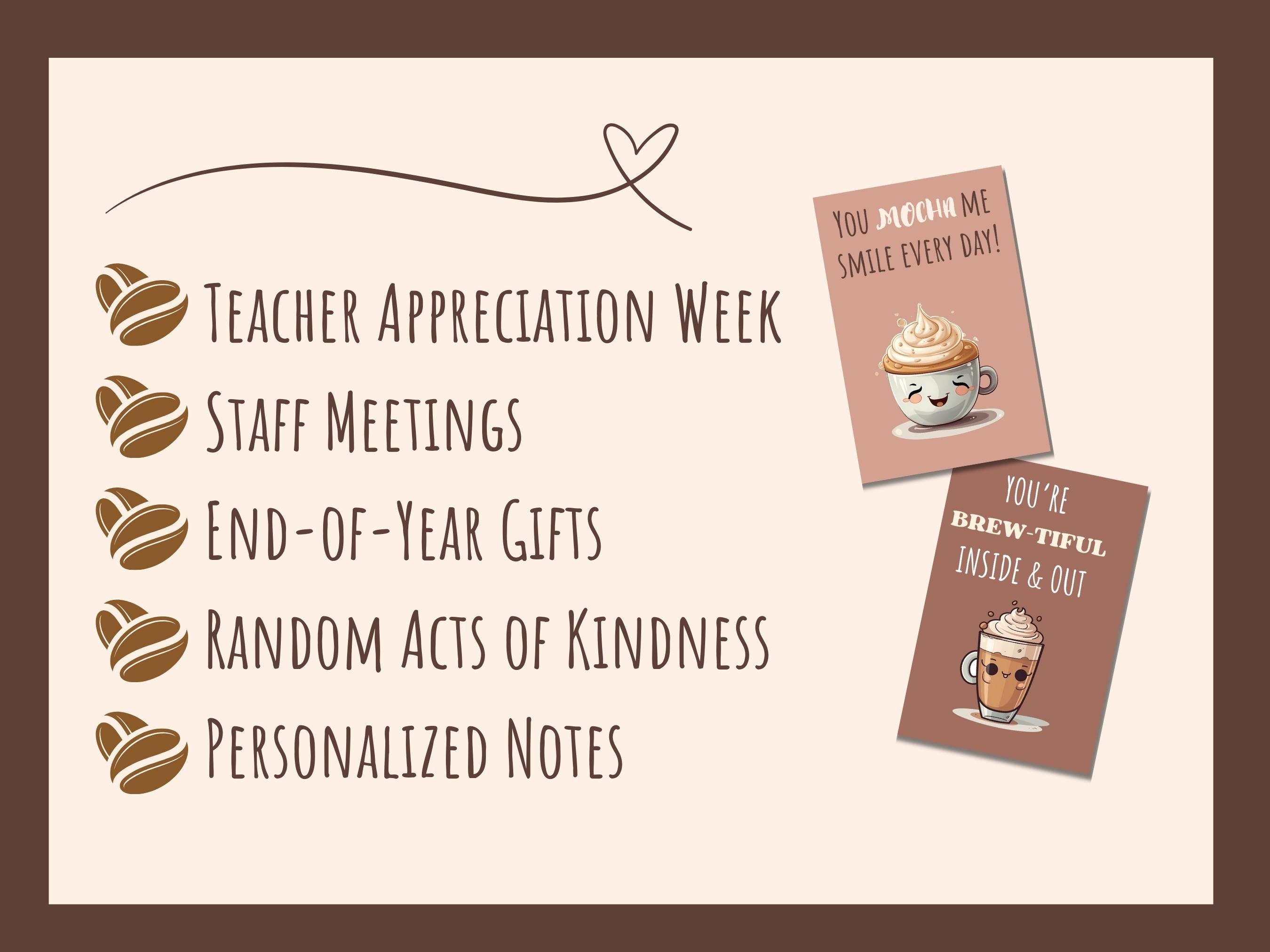 Coffee Teacher Appreciation Cards, Printable Thank You Card, Thank You ...