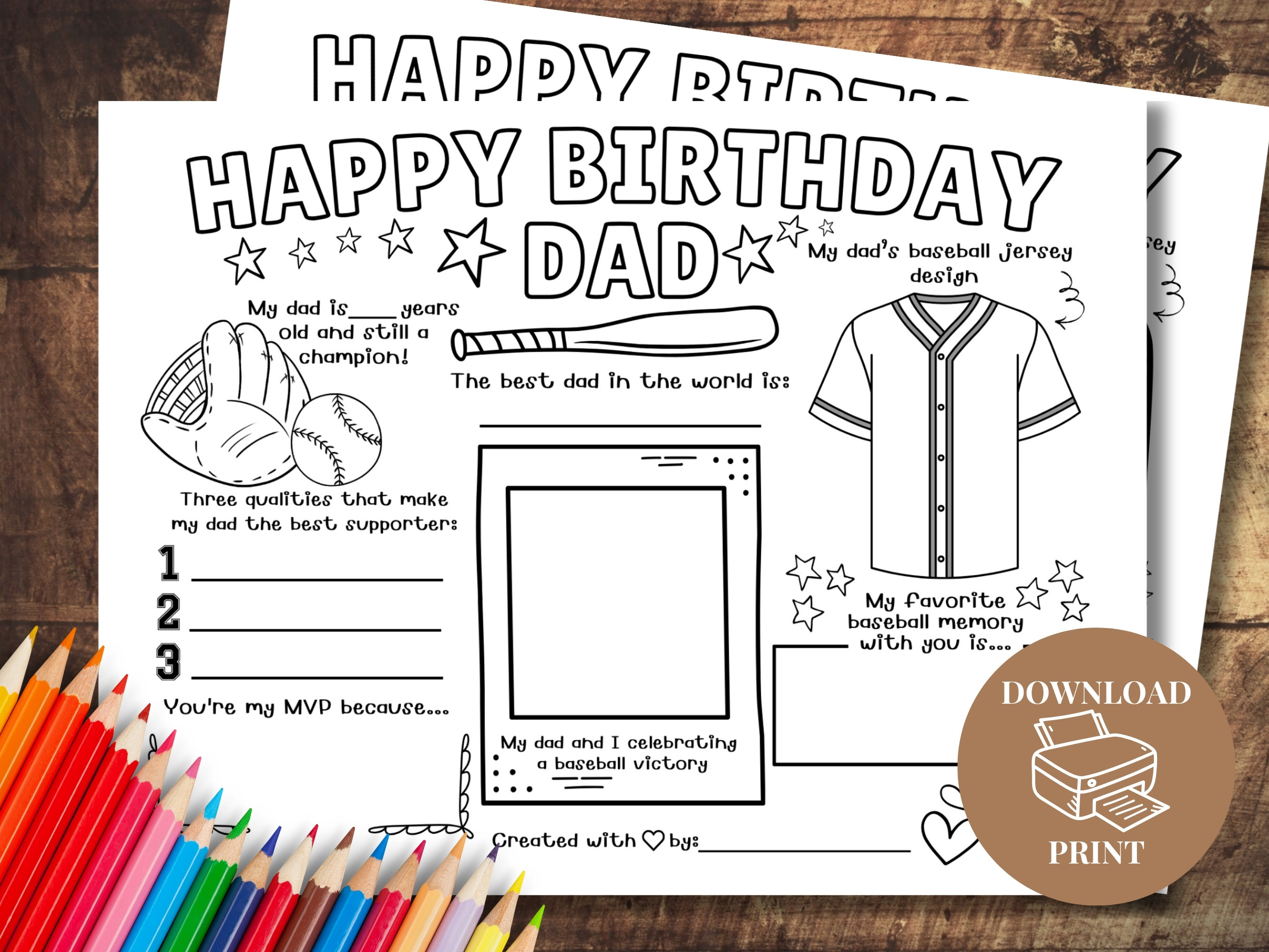 Happy Birthday Dad Baseball Coloring Page, Printable All About Dad, Dad ...