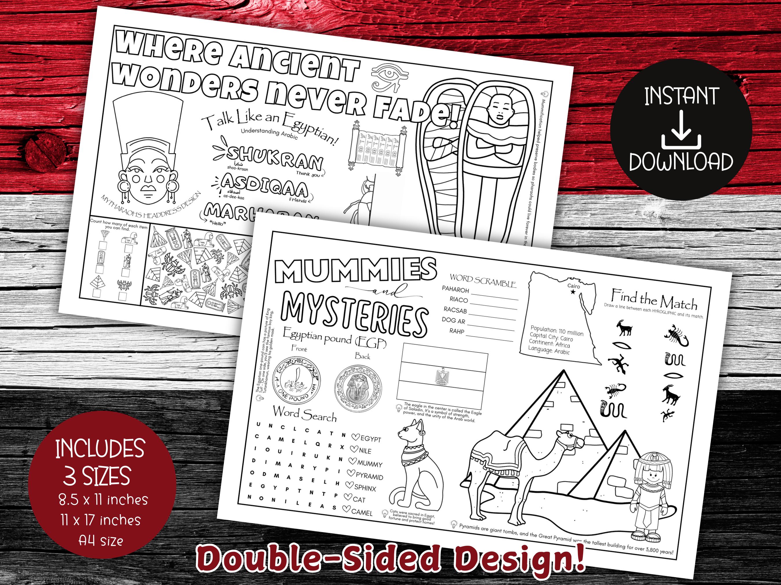 Egypt Themed Printable Activity Sheet, Placemat for Kids – Word Search ...