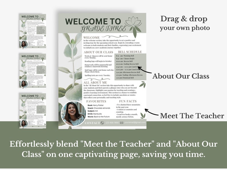 Class Snapshot - One Page Meet the Teacher and Class Overview, Teacher ...