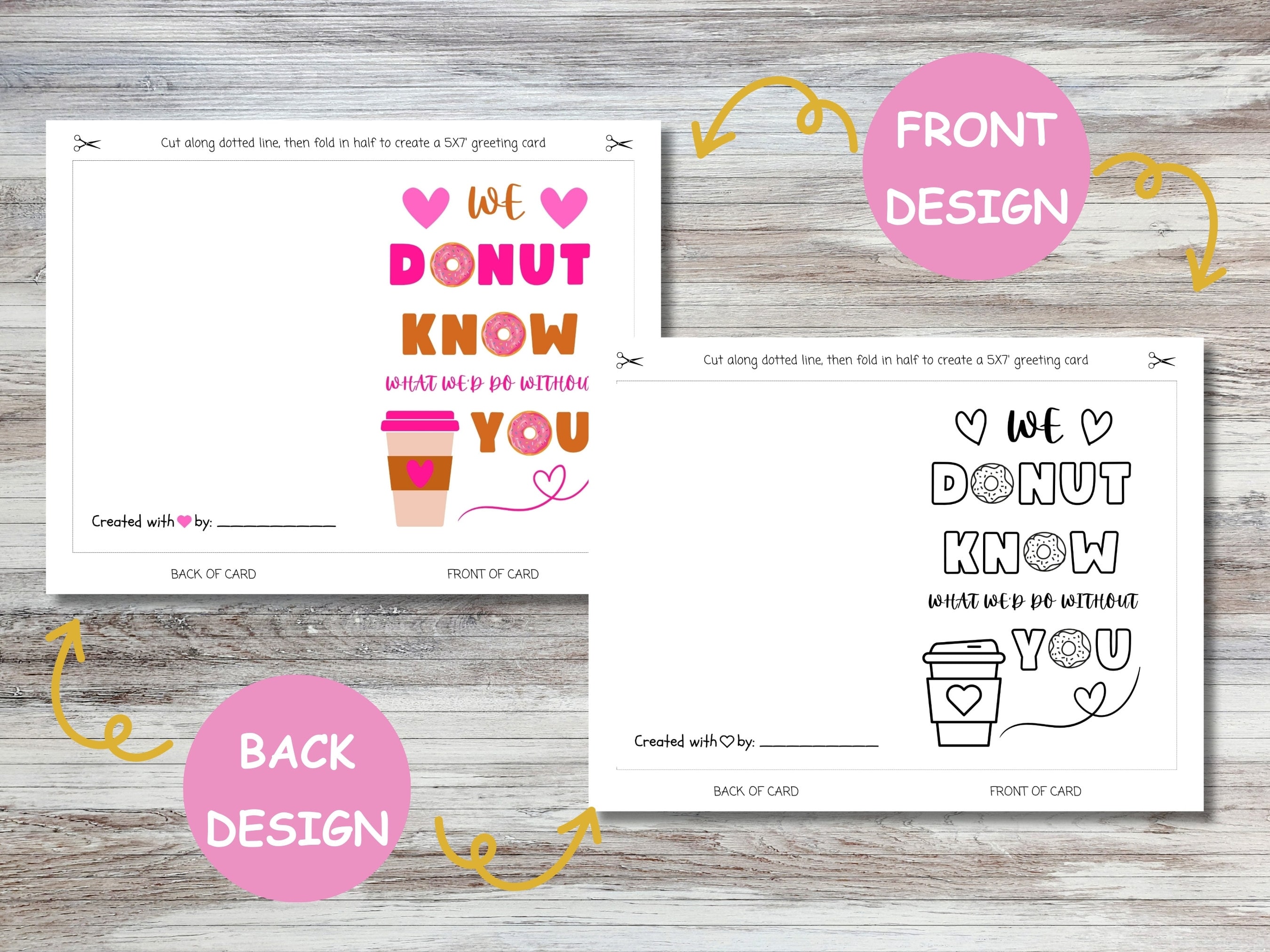 PRINTABLE Donut, Coloring Teacher Card, Thank You Teacher, Teacher ...