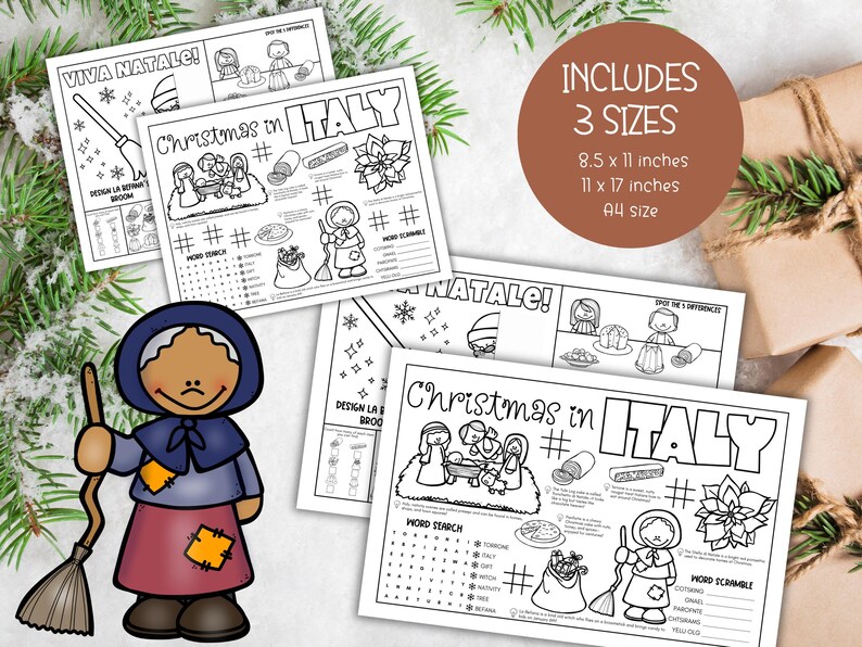 Christmas in Italy Kids Activity Sheet, Printable Coloring, Word Search ...