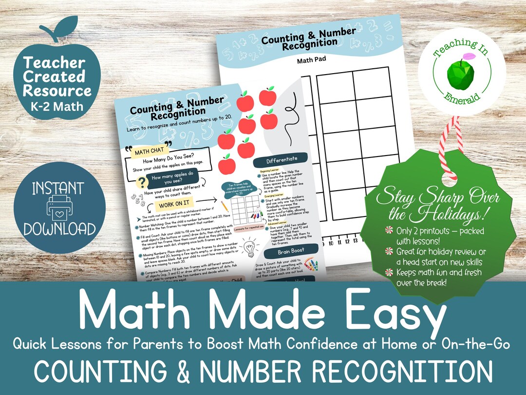 Numbers to 20, Printable Math Mini Unit PDF for Parents, On-the-go Math ...