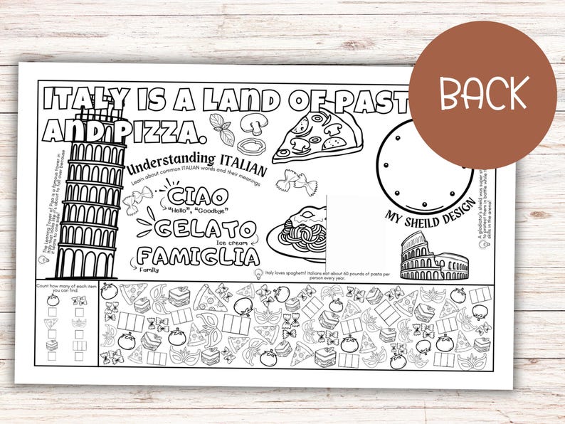 Italy Themed Printable Activity Sheet, Placemat for Kids – Word Search ...