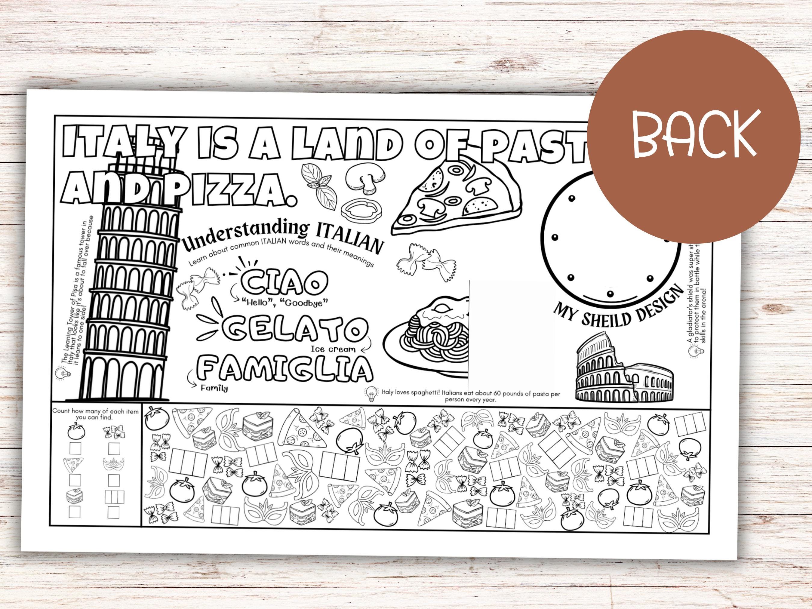 Italy Themed Printable Activity Sheet, Placemat for Kids – Word Search ...