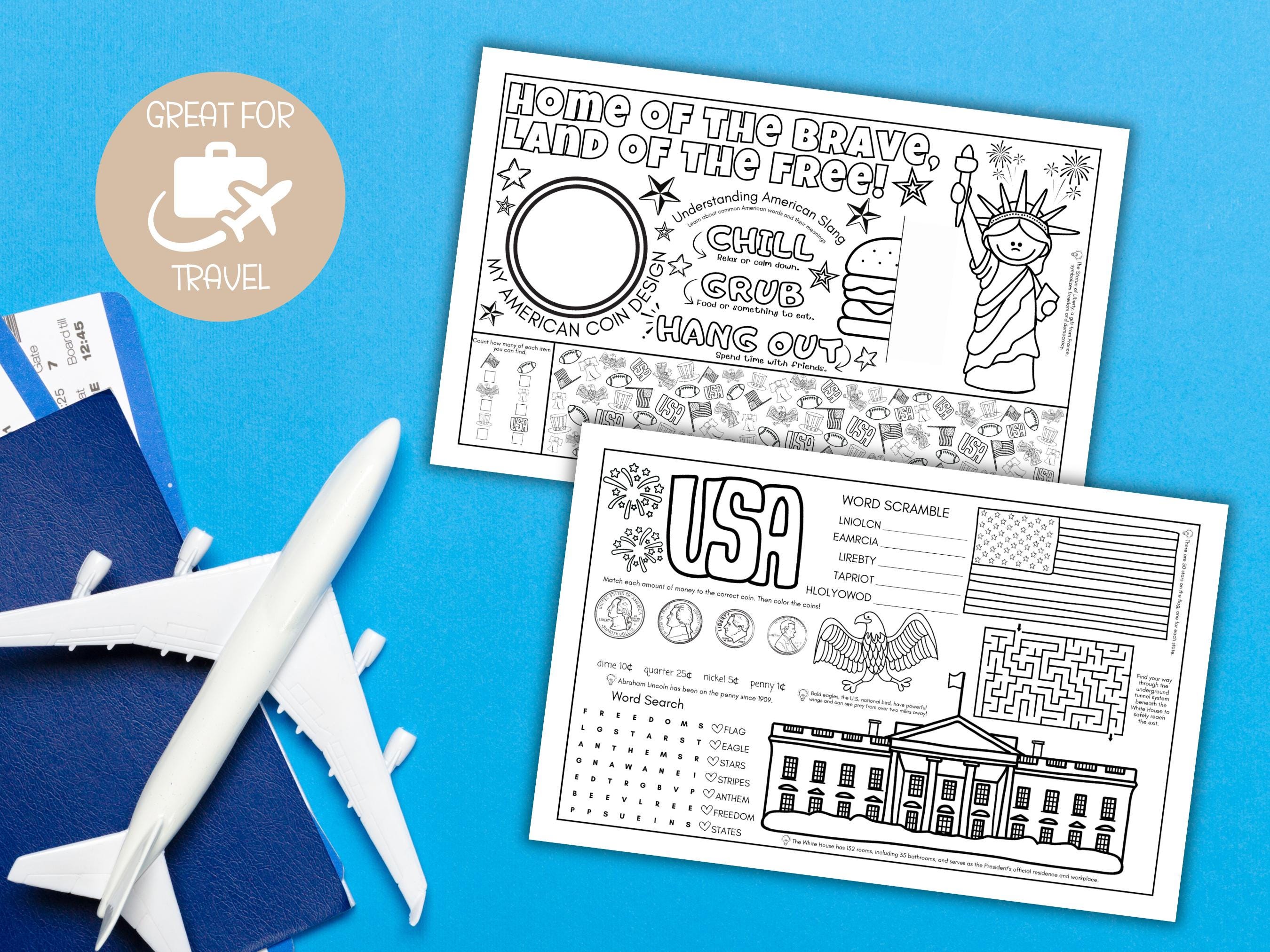 USA Themed Printable Activity Sheet, Placemat, for Kids – Word Search ...