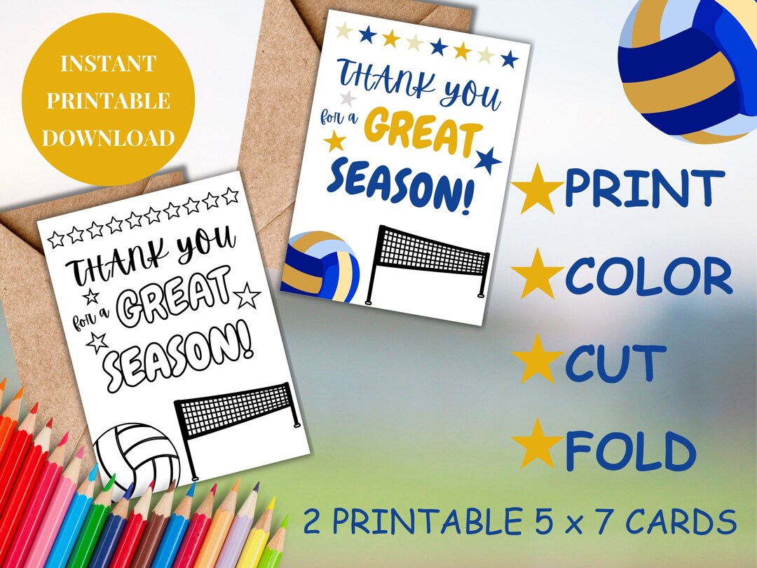 PRINTABLE Volleyball Card, Coloring Coach Card, Thank You Coach, Coach ...