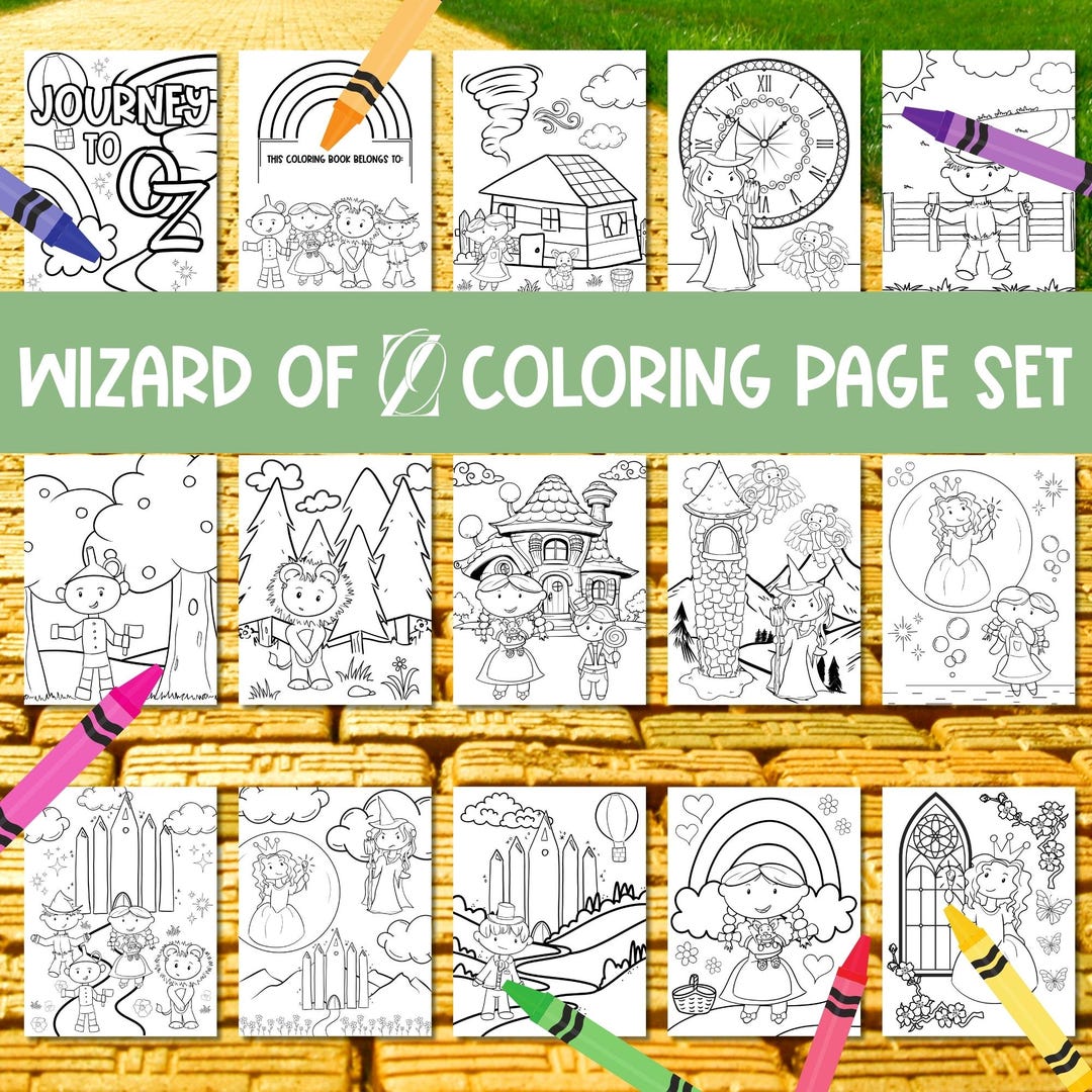 Wizard of Oz Kids Coloring Book PDF, Printable Coloring Book, Wicked ...