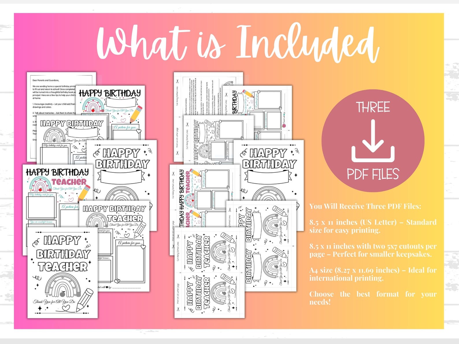 Teacher Birthday Printable, Teacher Birthday Card, Thank You Teacher ...