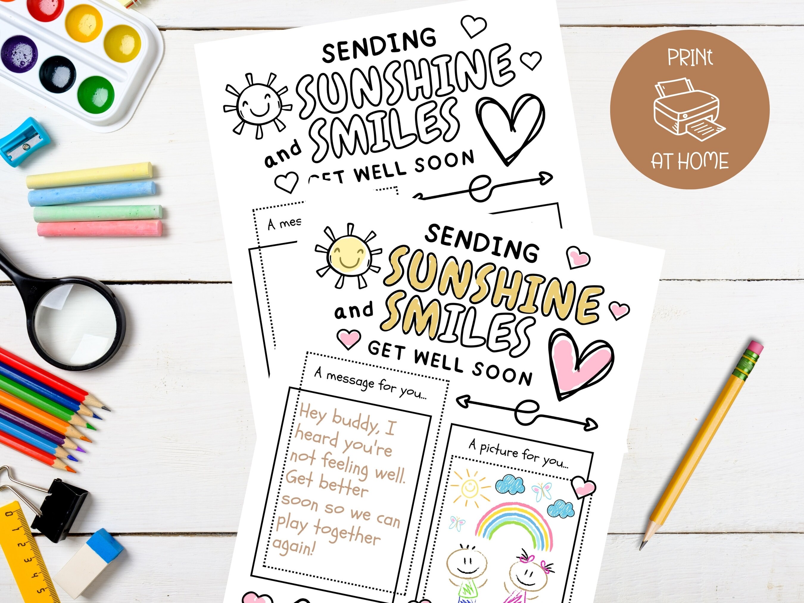 Printable Get Well Soon, Printable Coloring Page, Kid Coloring Sheet ...