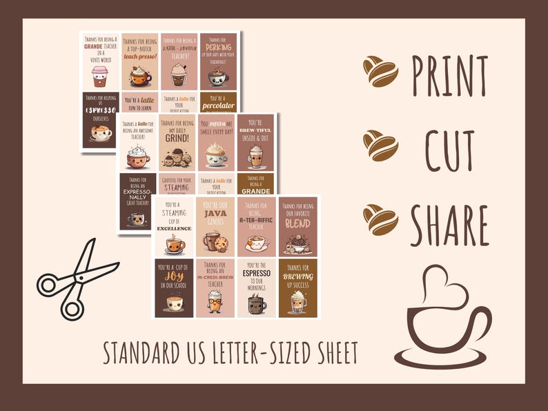 Coffee Teacher Appreciation Cards, Printable Thank You Card, Thank You ...