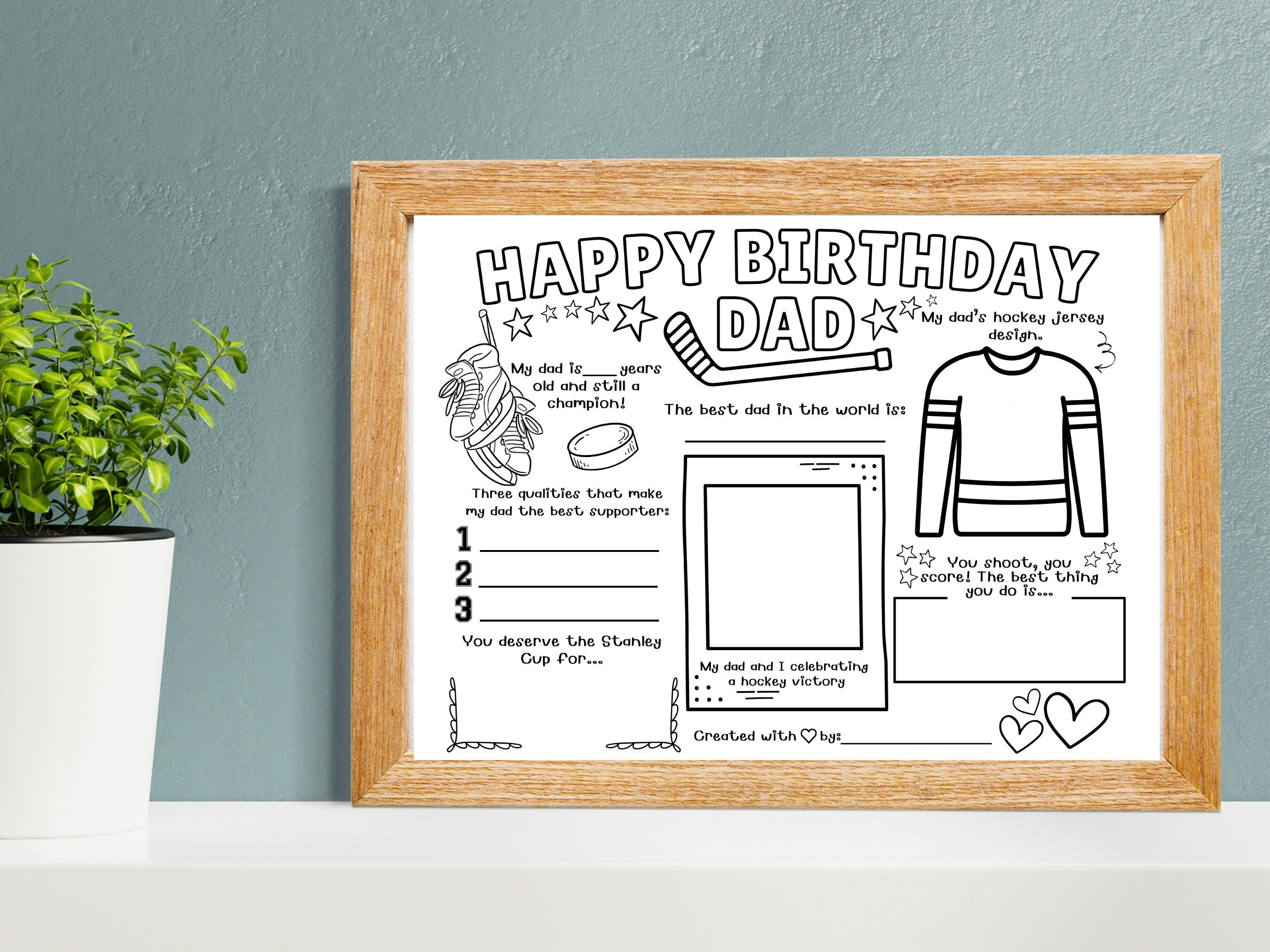 Happy Birthday Dad Hockey Coloring Page, Printable All About Dad, Dad's ...