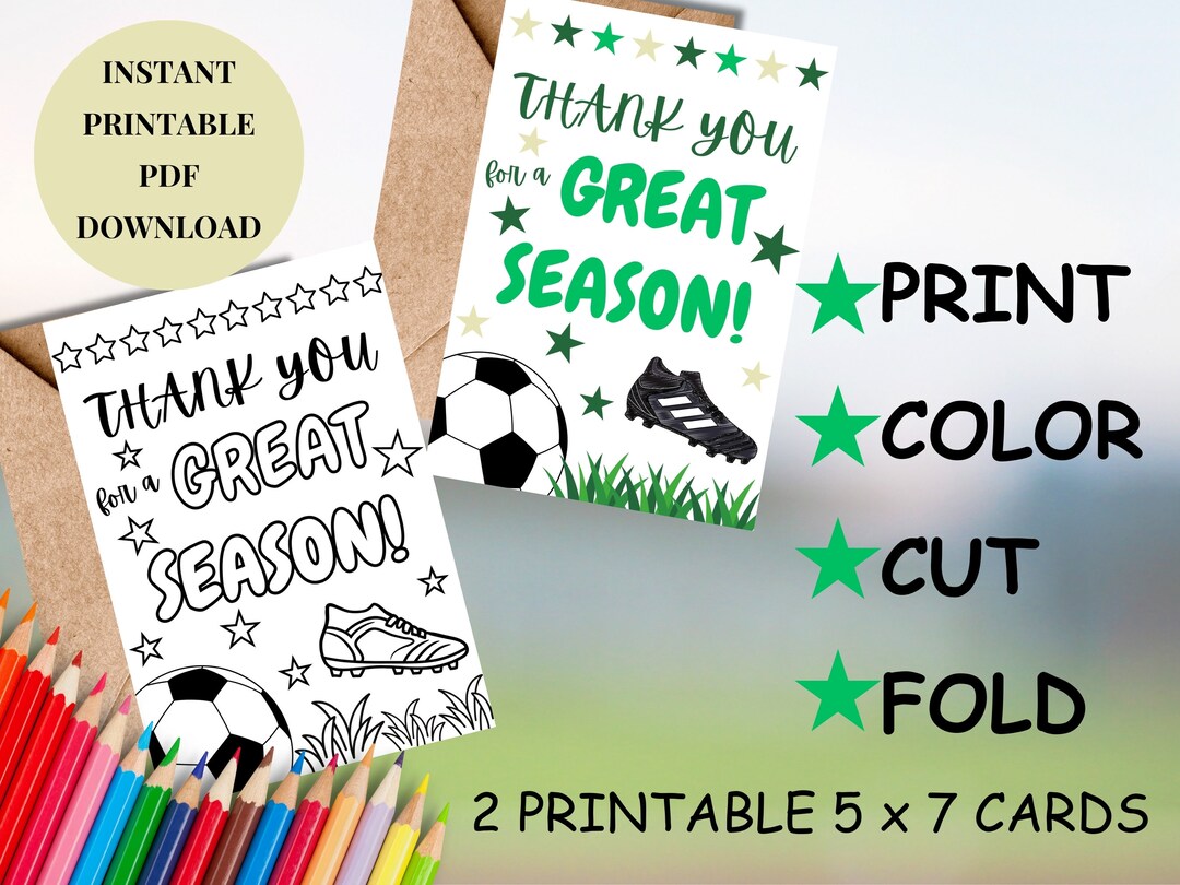 PRINTABLE Soccer Card, Coloring Coach Card, Thank You Coach, Coach ...