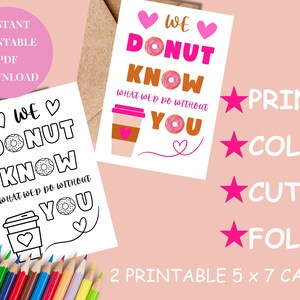 PRINTABLE Donut, Coloring Teacher Card, Thank You Teacher, Teacher ...