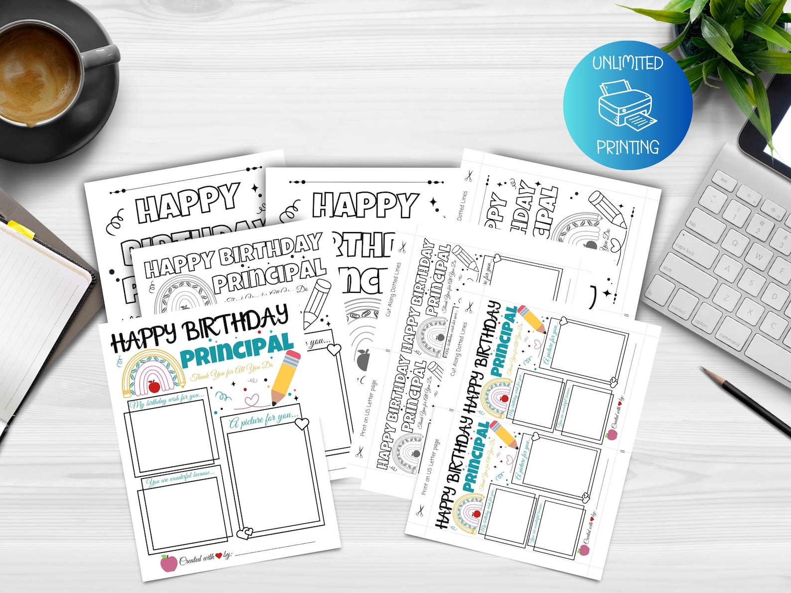 Principal Birthday Printable, Principal Birthday Card, Thank You ...