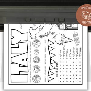 Italy Themed Printable Activity Sheet, Placemat for Kids – Word Search ...