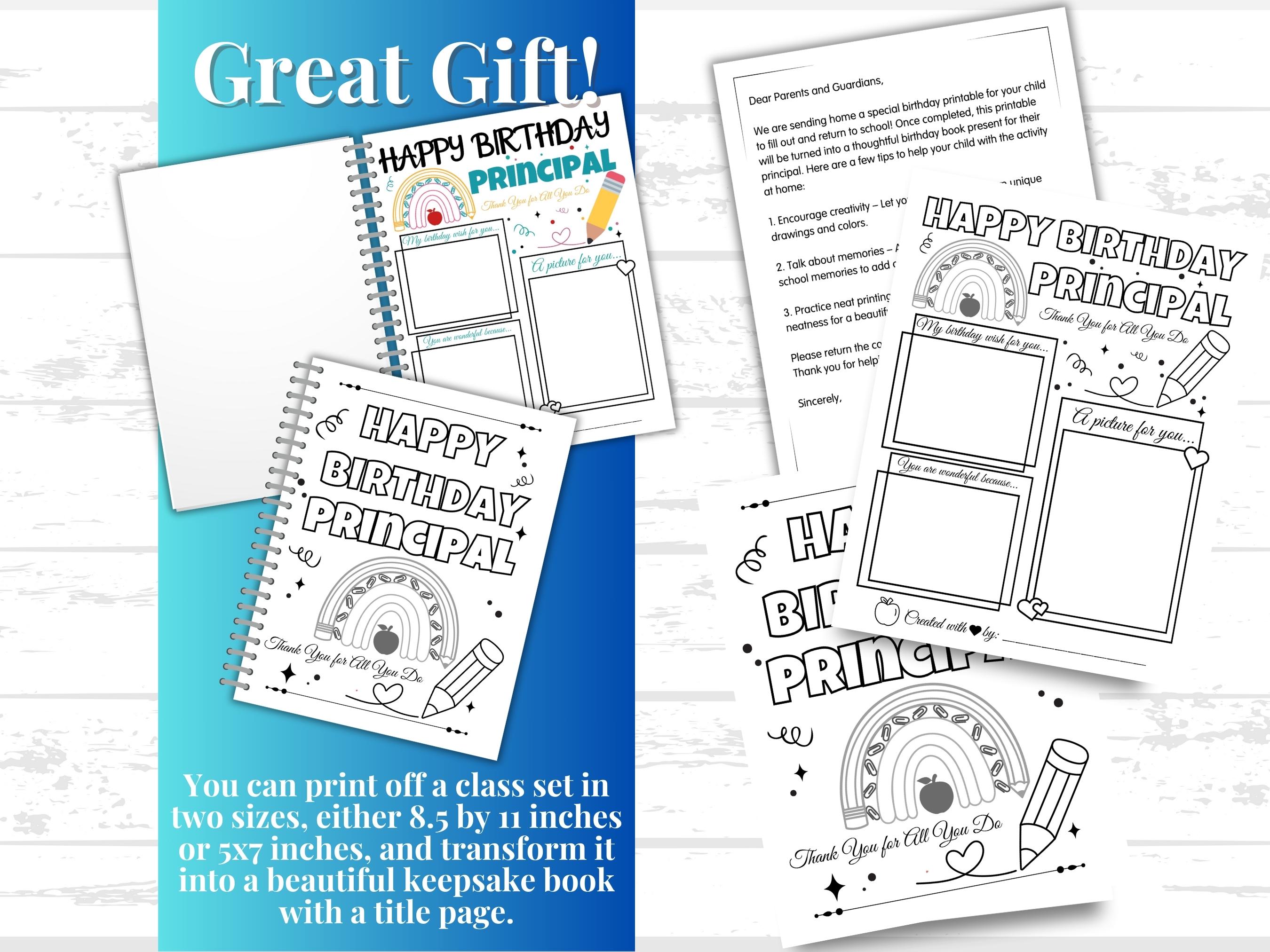 Principal Birthday Printable, Principal Birthday Card, Thank You ...