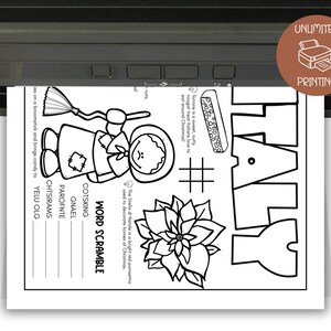 Christmas in Italy Kids Activity Sheet, Printable Coloring, Word Search ...