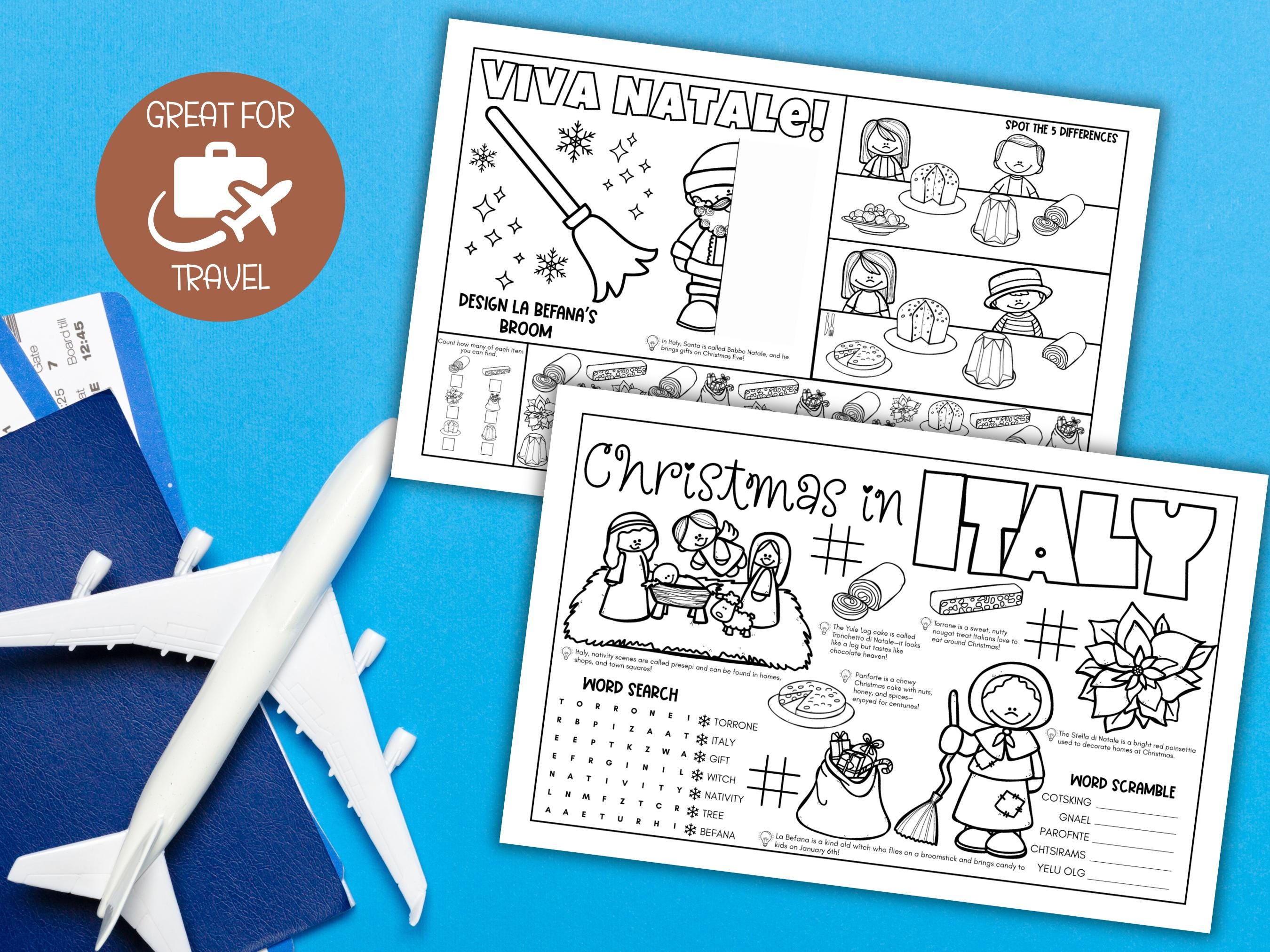 Christmas in Italy Kids Activity Sheet, Printable Coloring, Word Search ...