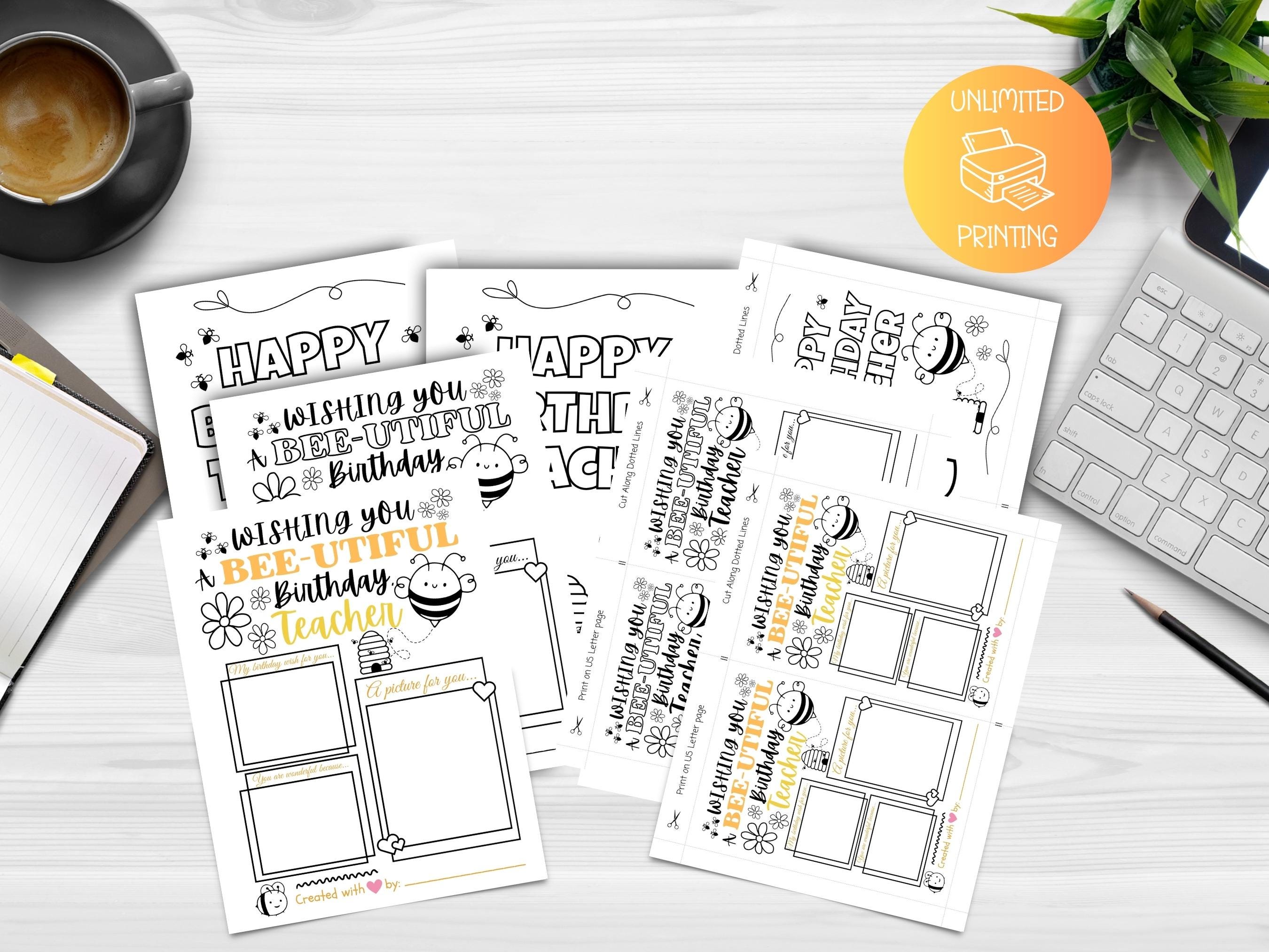 Teacher Birthday Printable, Teacher Birthday Card, Thank You Teacher ...