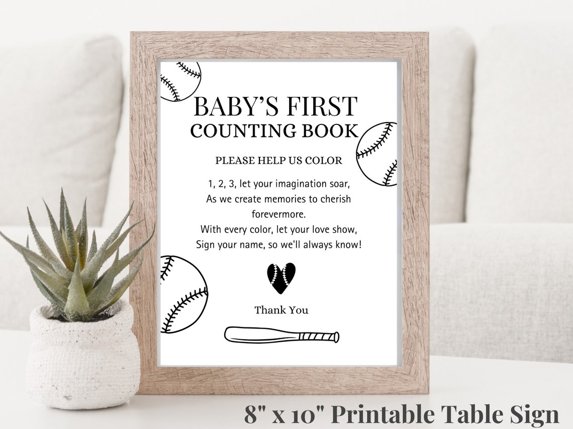 Baseball Book, Baby Shower, Number Book, 123 Coloring Book, Baby's ...