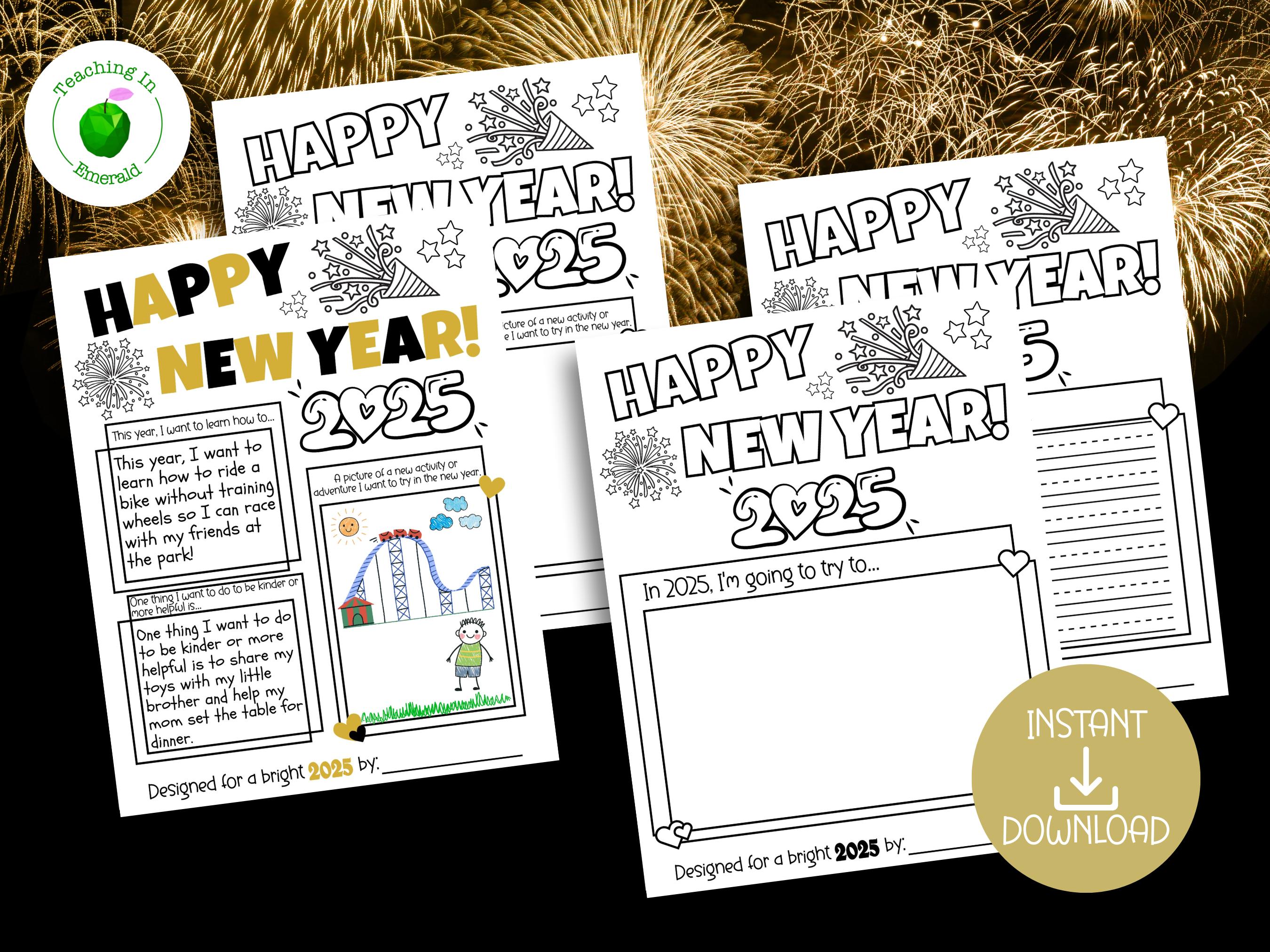 New Years Resolution Printable Activity for Kids, Fun New Years ...