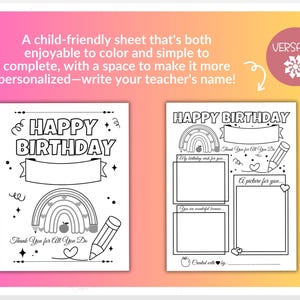 Teacher Birthday Printable, Teacher Birthday Card, Thank You Teacher ...