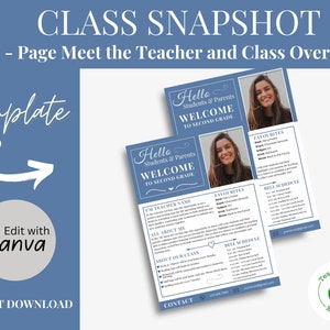 Class Snapshot - One Page Meet the Teacher and Class Overview, Teacher ...