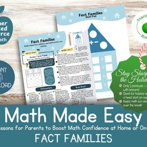 Fact Families, Printable Math Mini Unit PDF for Parents, On-the-go Math ...