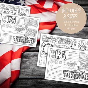 USA Themed Printable Activity Sheet, Placemat, for Kids – Word Search ...