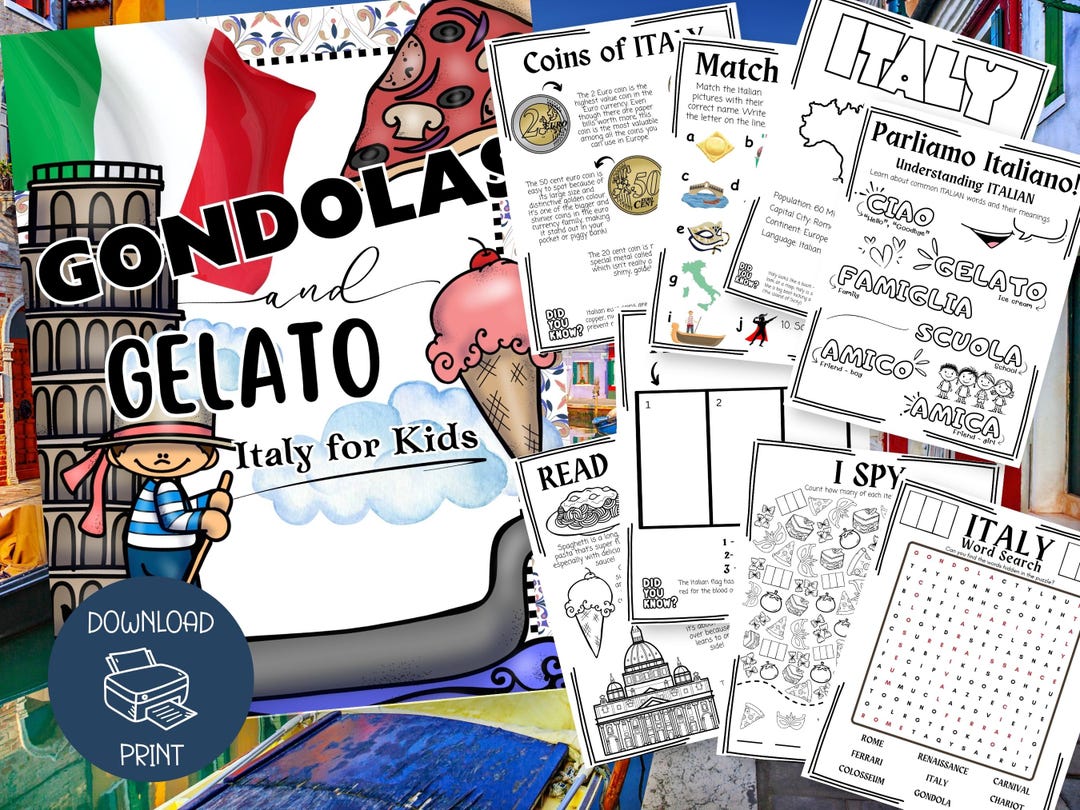 Italy for Kids, Italy Activities, Italy Coloring, Travel Activities for ...