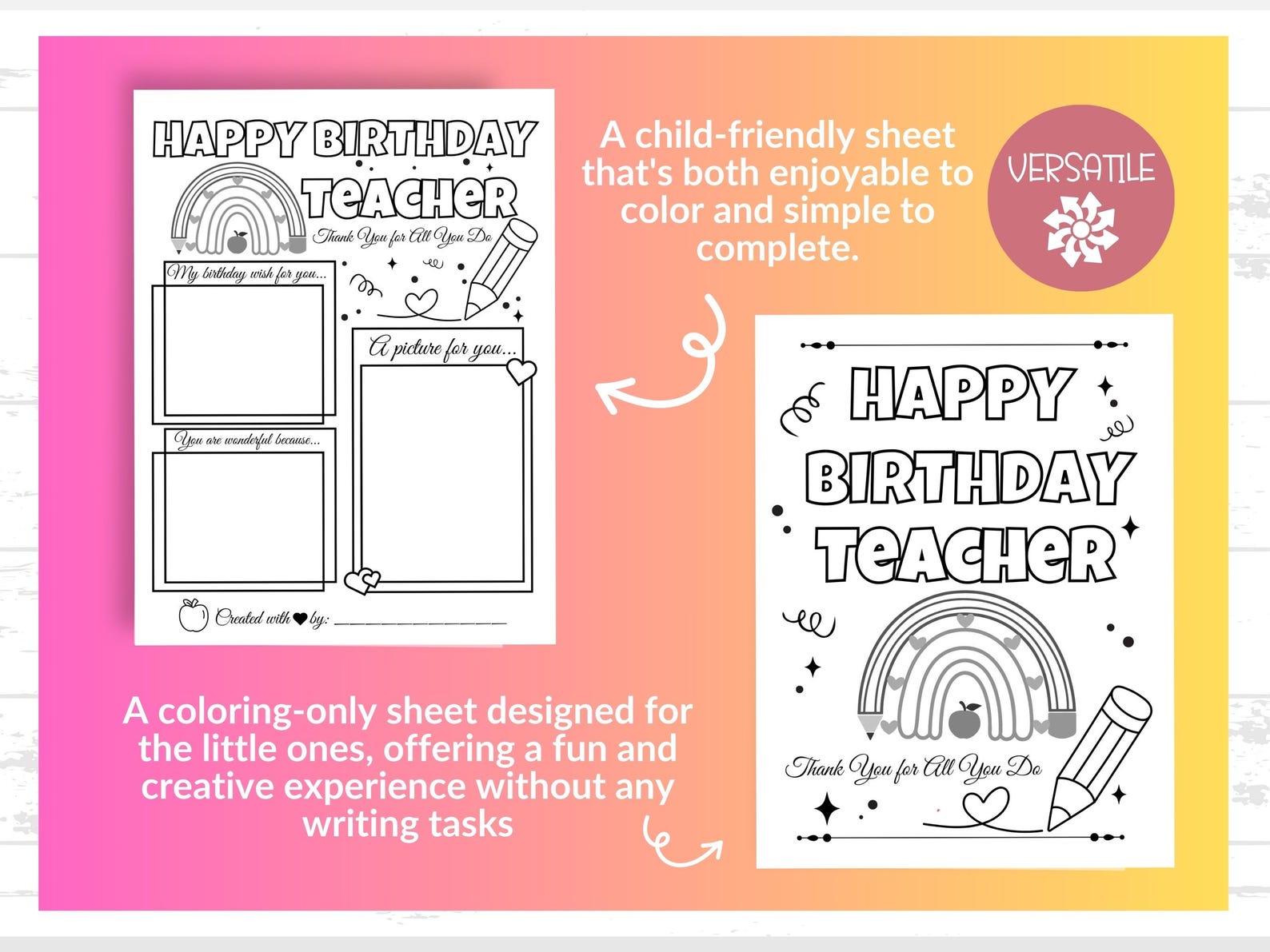 Teacher Birthday Printable, Teacher Birthday Card, Thank You Teacher ...
