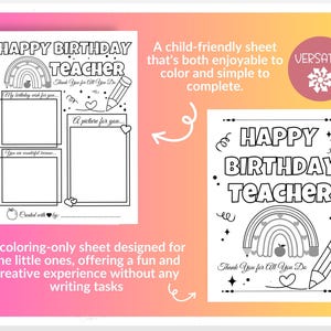 Teacher Birthday Printable, Teacher Birthday Card, Thank You Teacher ...