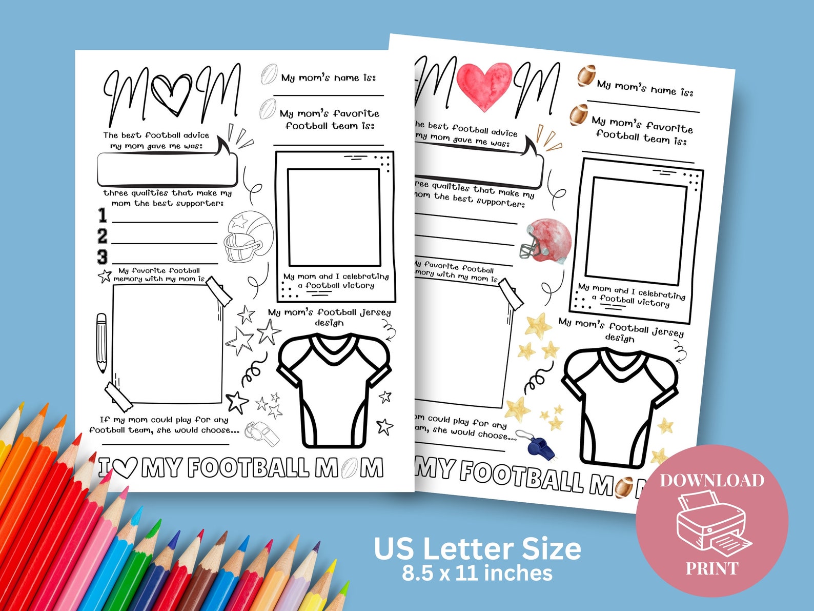 Football, All About Mom, Birthday Gift, All About My Mom Printable ...