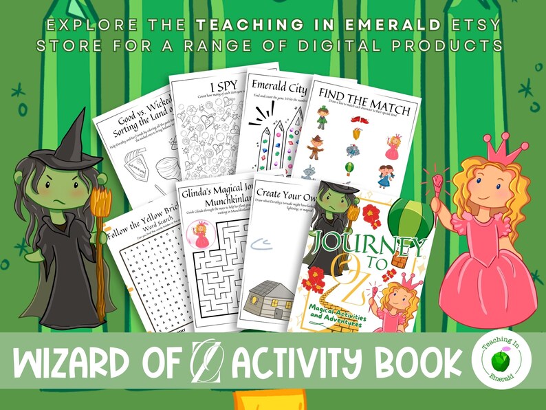 Wizard of Oz Film Musical Inspired Printable Activity Sheet Placemat ...