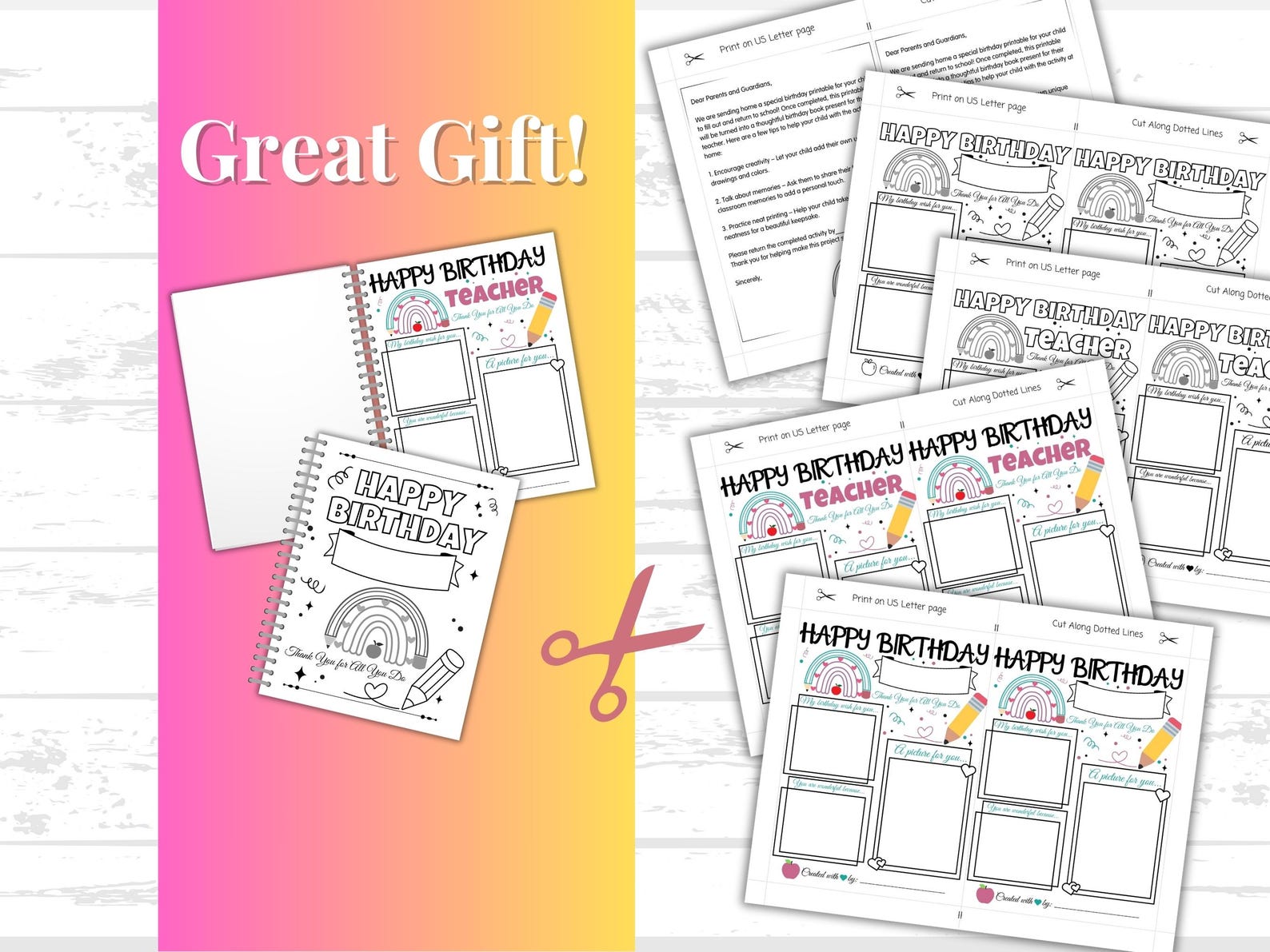 Teacher Birthday Printable, Teacher Birthday Card, Thank You Teacher ...