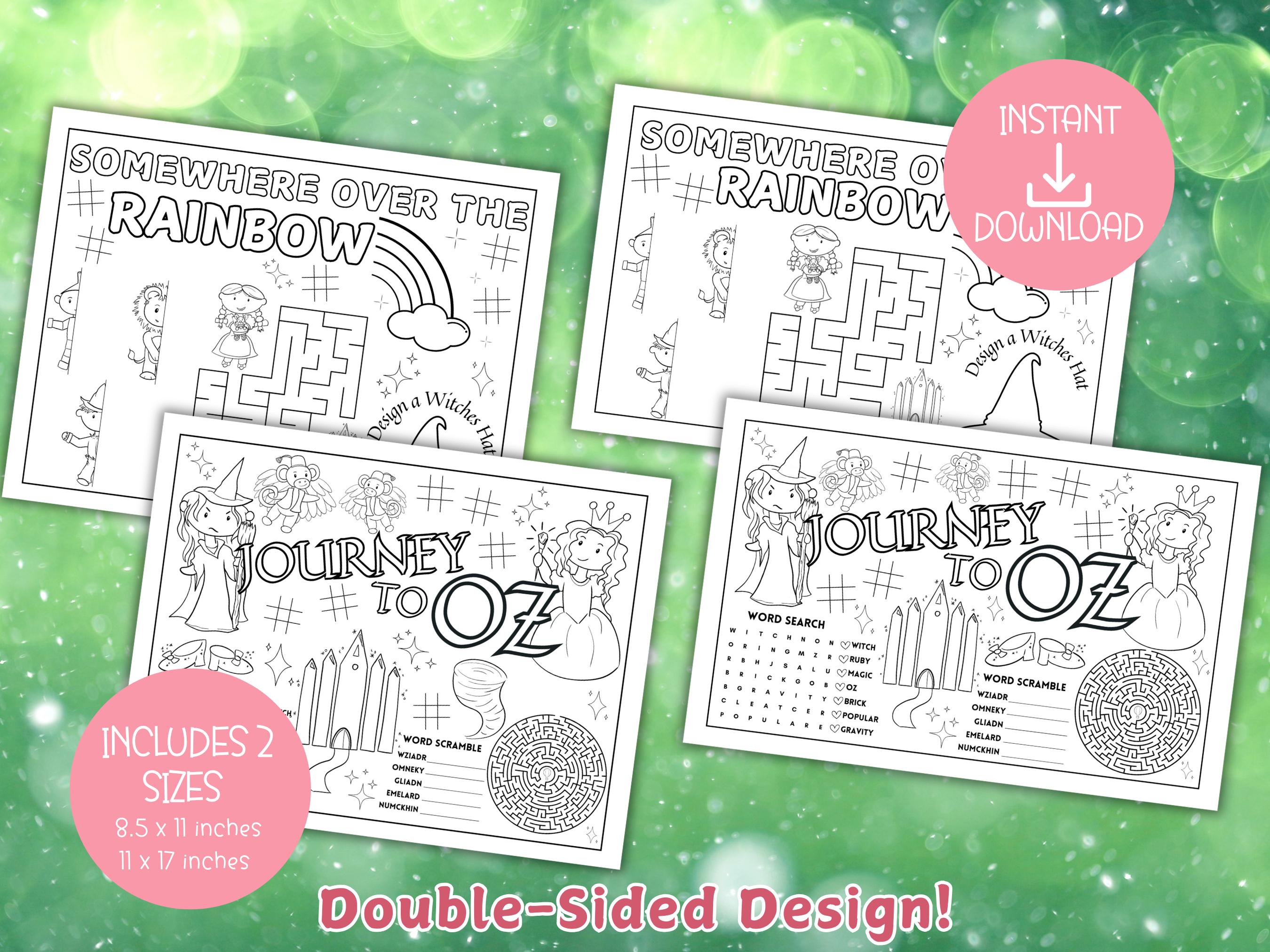 Wizard of Oz Film Musical Inspired Printable Activity Sheet Placemat ...