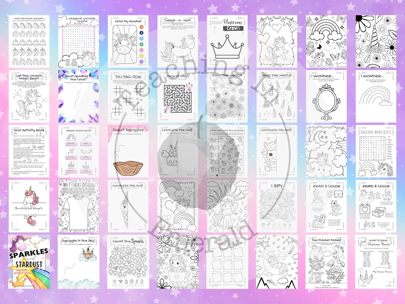 Unicorn Activity Book, Printable Affirmation Cards for Kids – Coloring ...