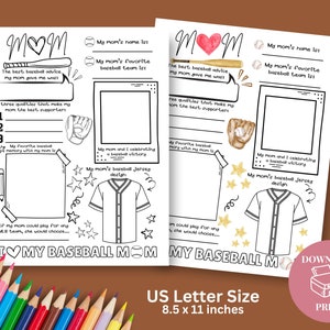 Baseball, All About Mom, Mothers Day Gift, All About My Mom Printable ...