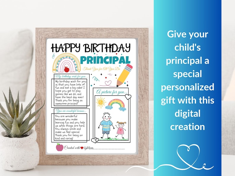 Principal Birthday Printable, Principal Birthday Card, Thank You ...