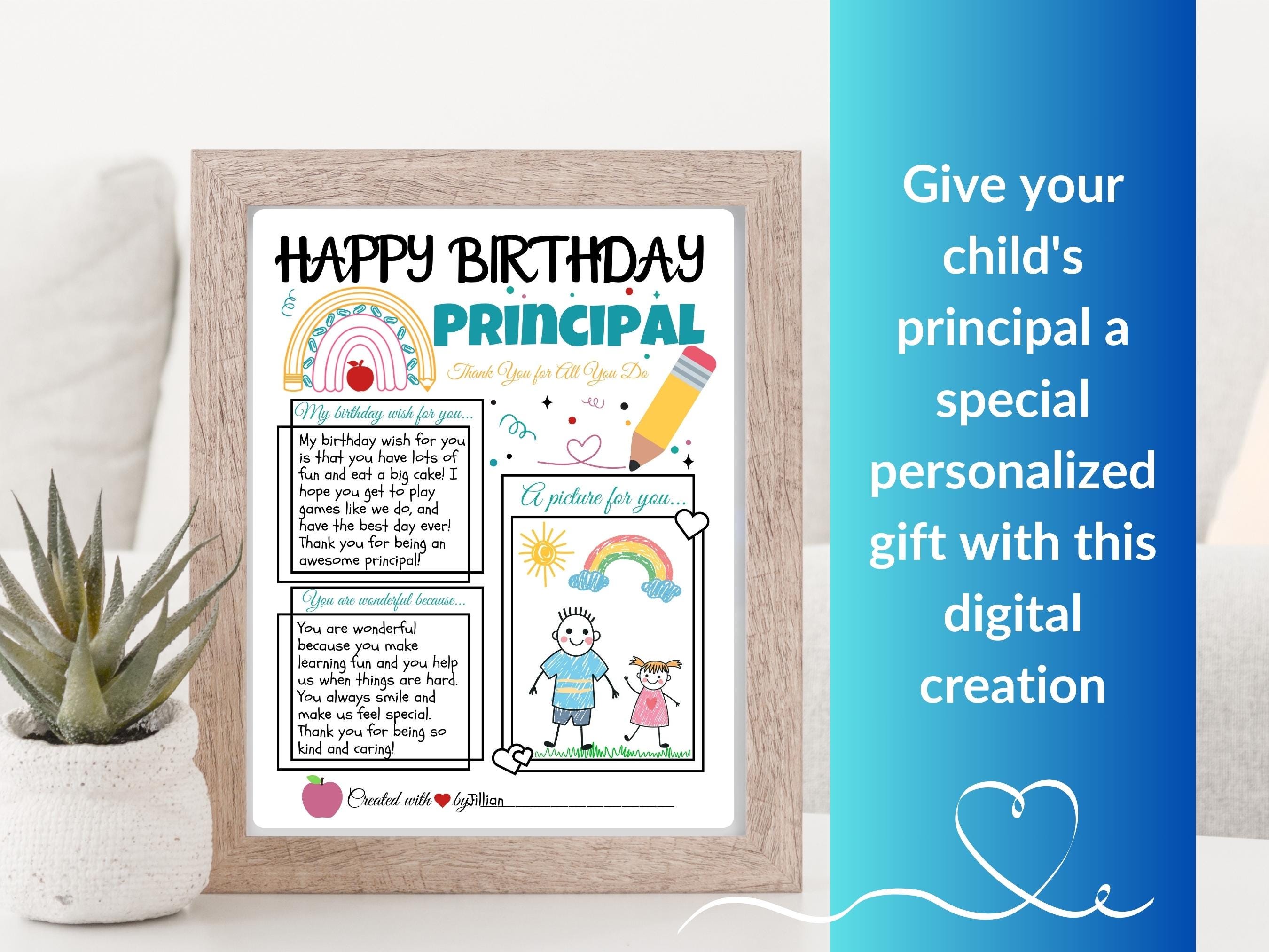 Principal Birthday Printable, Principal Birthday Card, Thank You ...