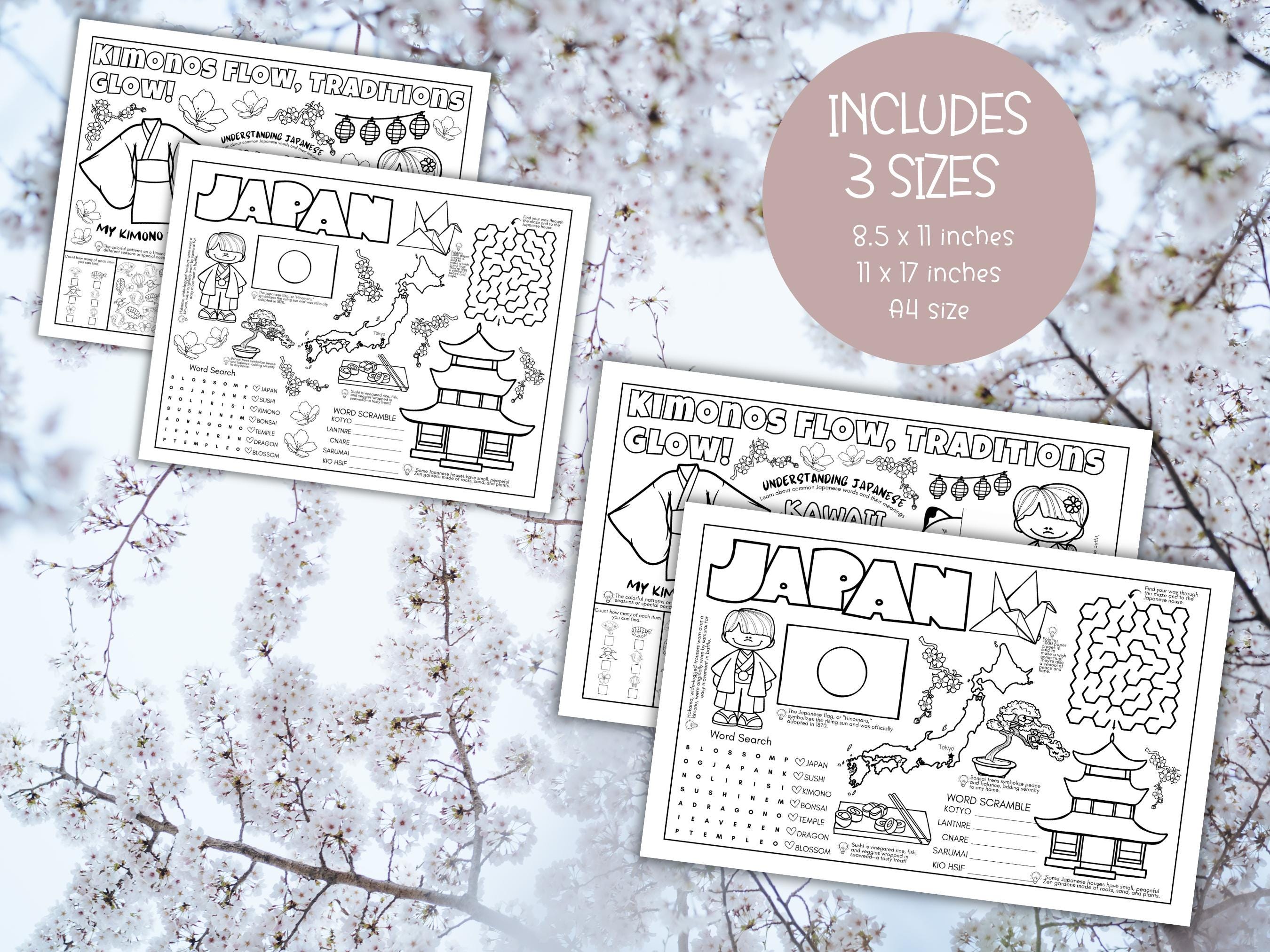 Japan Themed Printable Activity Sheet, Placemat for Kids – Word Search ...