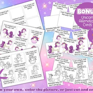 Unicorn Activity Book, Printable Affirmation Cards for Kids – Coloring ...