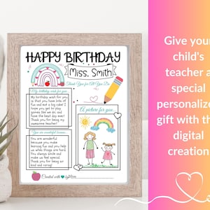 Teacher Birthday Printable, Teacher Birthday Card, Thank You Teacher ...