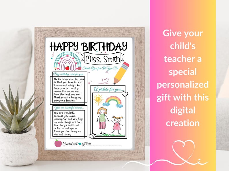 Teacher Birthday Printable, Teacher Birthday Card, Thank You Teacher ...