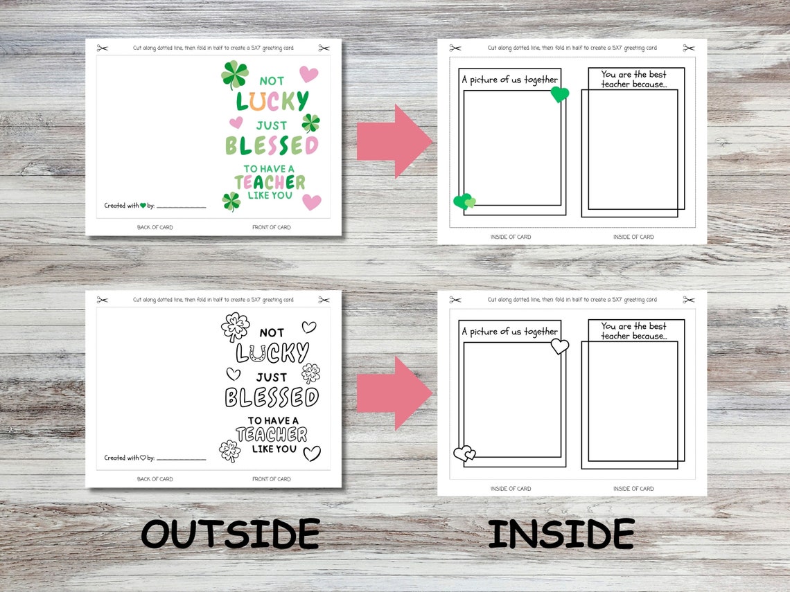 PRINTABLE St. Patrick's Day, Coloring Teacher Card, Thank You Teacher ...
